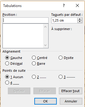 Choix et réglage des tabulations avec Word | Coursinfo.fr