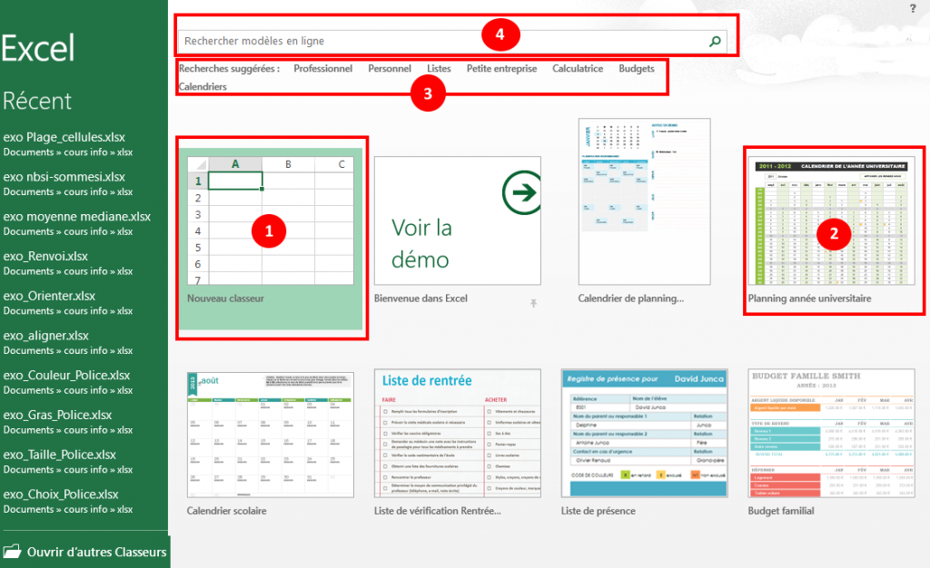 Créer et enregistrer un document Excel | Coursinfo.fr