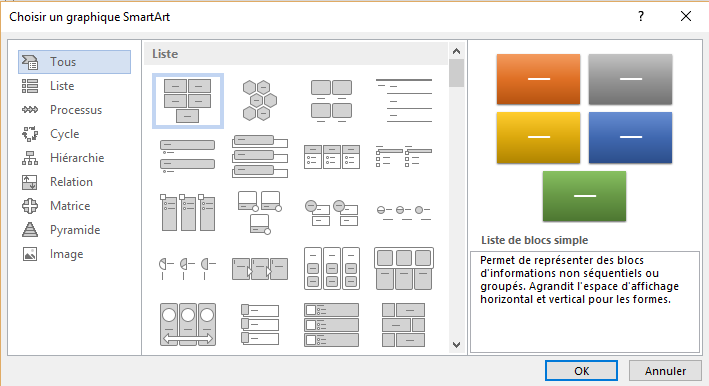 insérer un graphique SmartArt | Coursinfo.fr