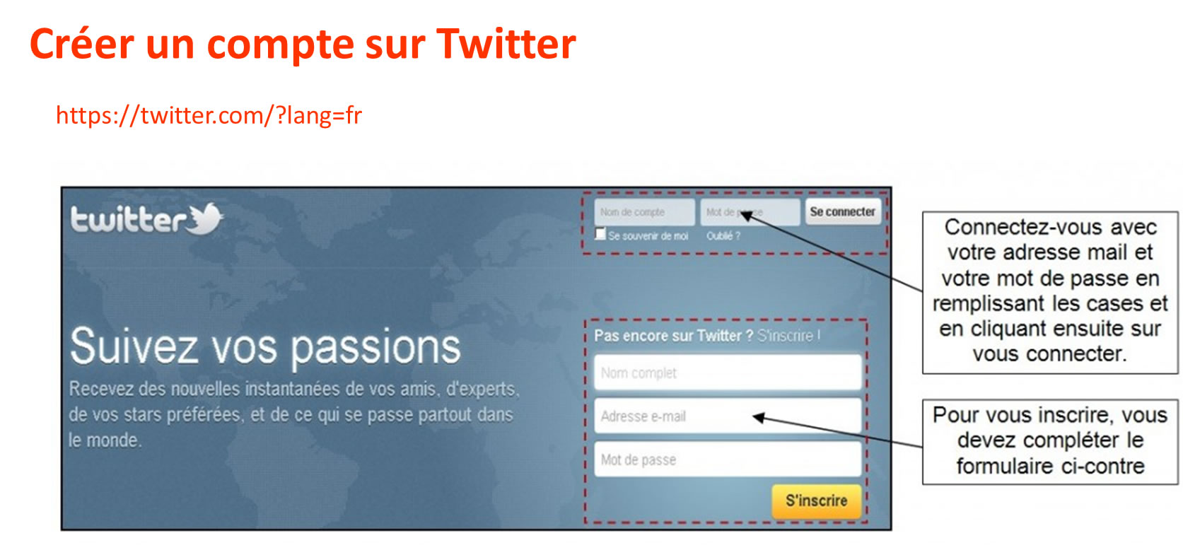 inscription twitter | Coursinfo.fr