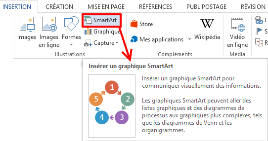 insérer un graphique SmartArt | Coursinfo.fr