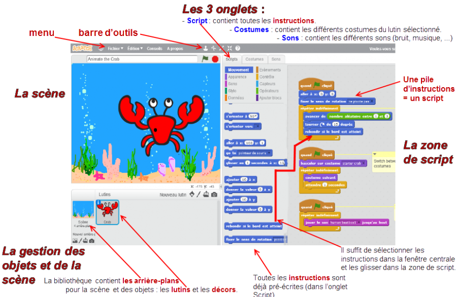 ecran principal scratch | Coursinfo.fr