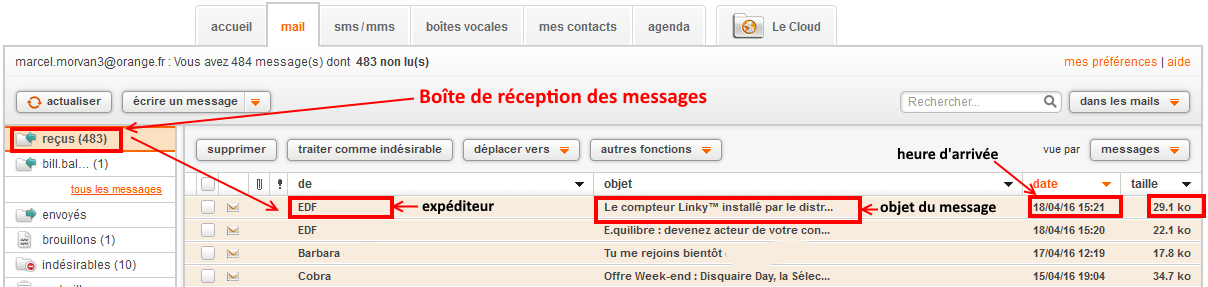 boite reception Orange Webmail | Coursinfo.fr