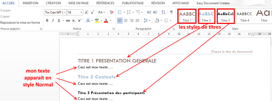 Comment ajouter un titre dans un document Word | Coursinfo.fr
