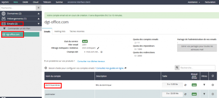 creer adresse mail sur OVH | Coursinfo.fr